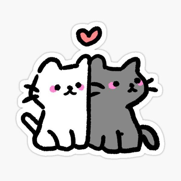 "cute cats loving each other kawaii" Sticker for Sale by Whalistra ...