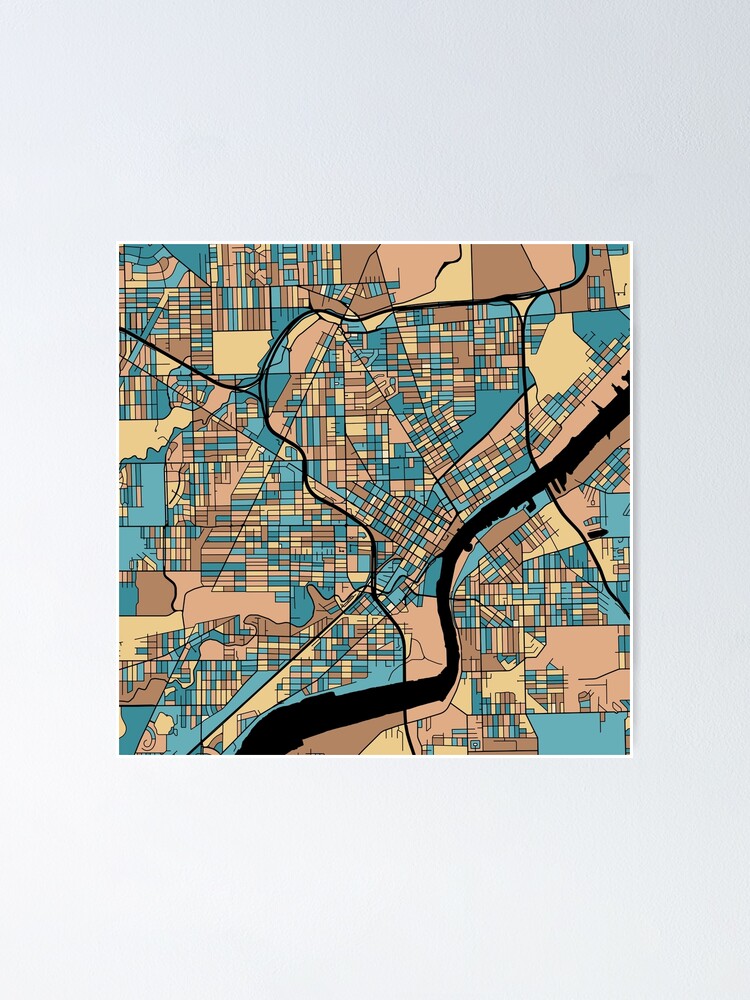 "Toledo Map Pattern in Mid Century Pastel" Poster for Sale by ...