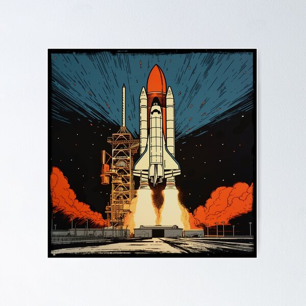 "Space shuttle launch " Poster for Sale by InkishDelight | Redbubble
