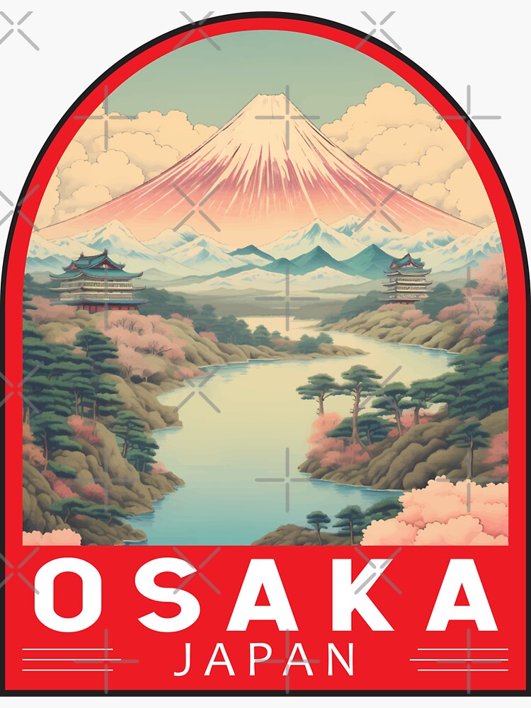 "Osaka Japan Mount Fuji Travel Art Emblem" Sticker for Sale by ...