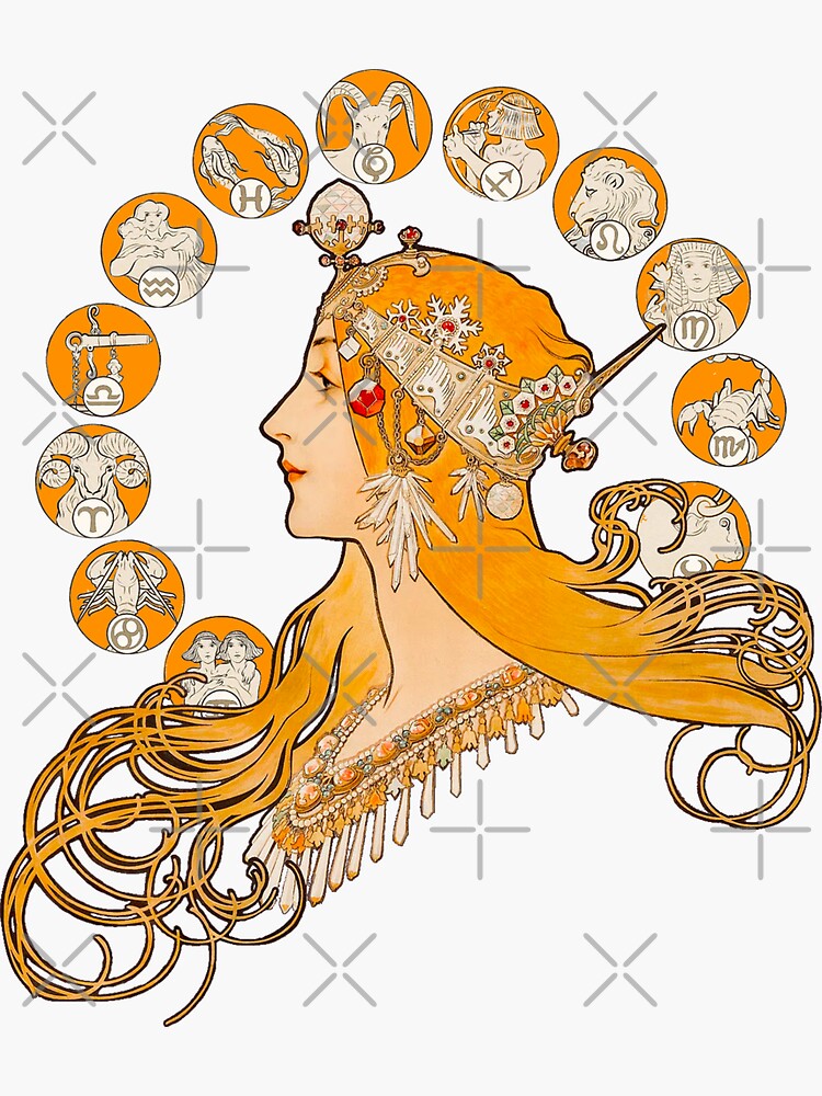 "HD. Zodiac, by Alphonse Mucha (zodiac signs mandala version) HIGH ...