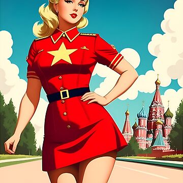 "Retro Artsy Pin-up Style Soviet USSR Communist Humor" Sticker for Sale ...
