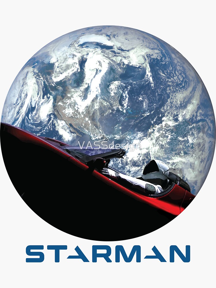 "STARMAN with Starman SpaceX style Font." Sticker by VASSdesign | Redbubble