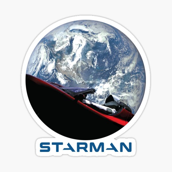 "STARMAN with Starman SpaceX style Font." Sticker by VASSdesign | Redbubble