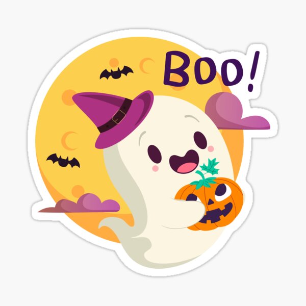 "Adorably Halloween Pumpkin Ghost,Pumpkin Patch Specter" Sticker for ...