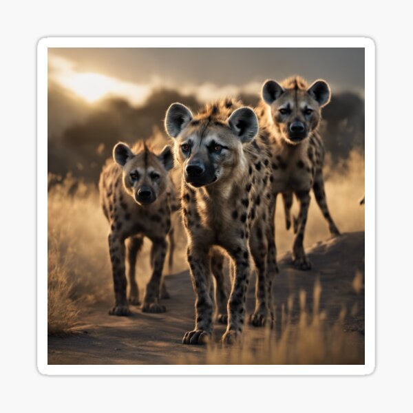 "3 hyenas out on the prowl" Sticker for Sale by AudreyTM | Redbubble