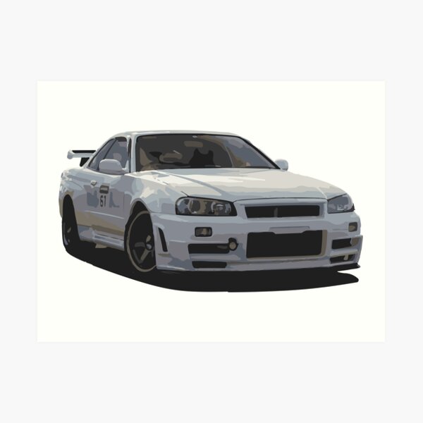 "white nissan skyline gtr r34" Art Print by chunknozza | Redbubble