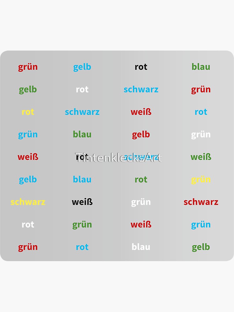 "Stroop test German" Sticker for Sale by TintenklecksArt | Redbubble