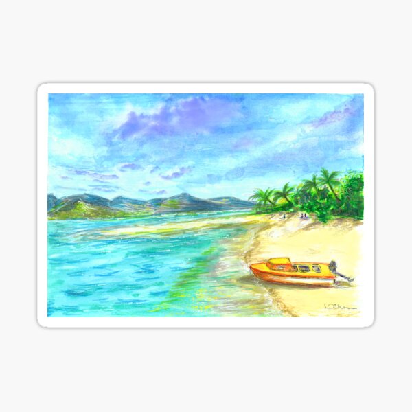 "Tropical Island" Sticker for Sale by WikaKowalczyk | Redbubble