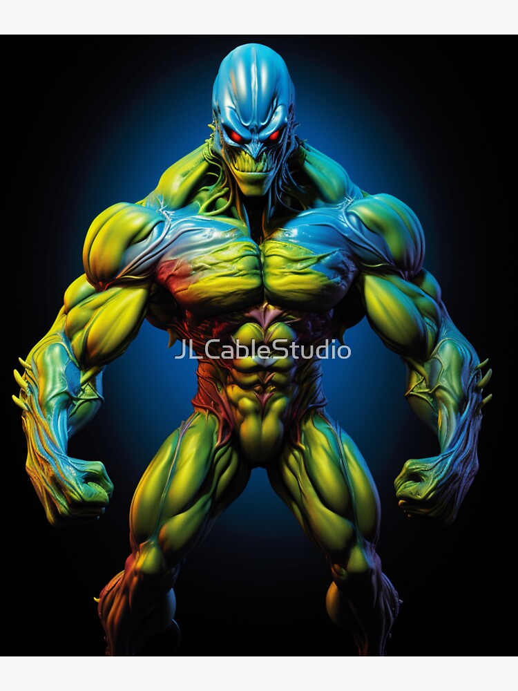 "Alien Monster Bodybuilder" Sticker for Sale by JLCableStudio | Redbubble