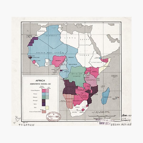 "Map of Africa, Administrative Divisions (1957)" Photographic Print for ...