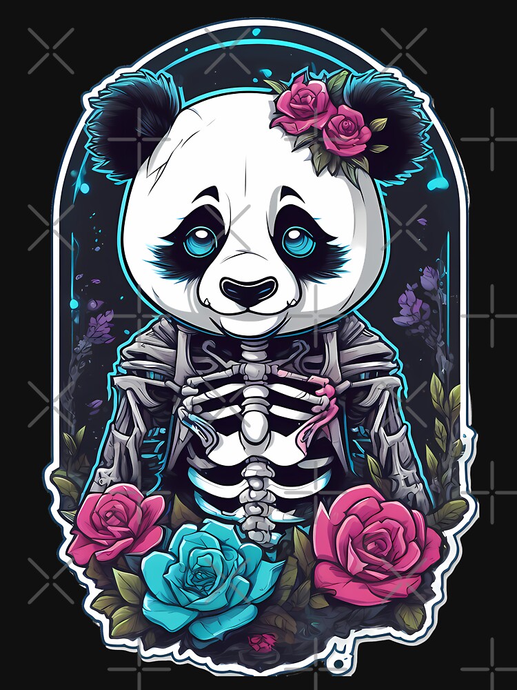 "Panda Creepypasta Skeleton in Creepy Floral Setting" Essential T-Shirt ...