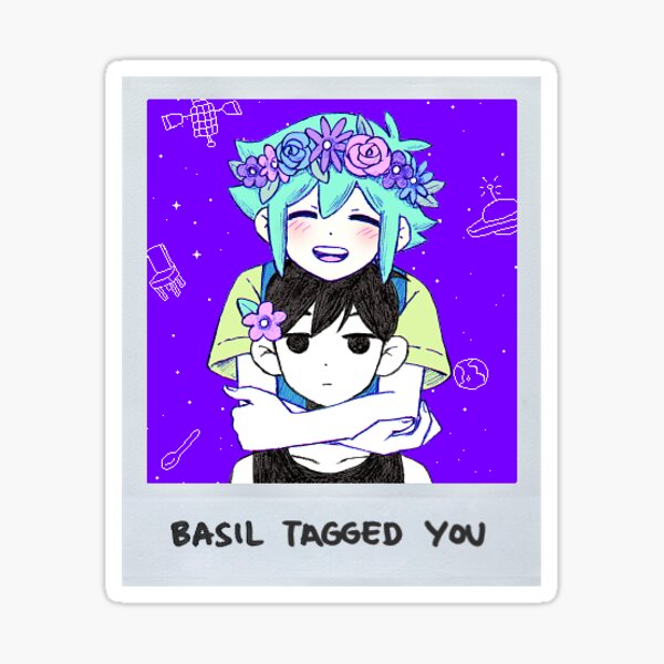 "Basil Tagged You OMORI" Sticker for Sale by Alexis Leskinen | Redbubble