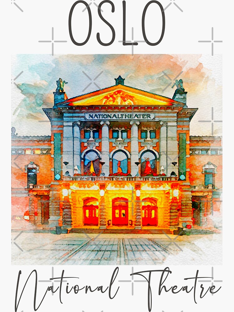 "A Watercolor Design of the National Theater in Oslo - Norway" Sticker ...
