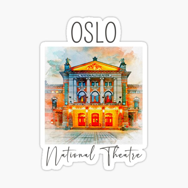 "A Watercolor Design of the National Theater in Oslo - Norway" Sticker ...