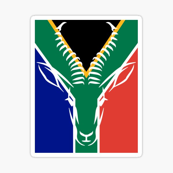 "South African Flag Springbok" Sticker for Sale by Meg The Lonely ...