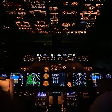 "Boeing 737 800 Max Flight Deck at Night Showing Lights" Sticker for ...