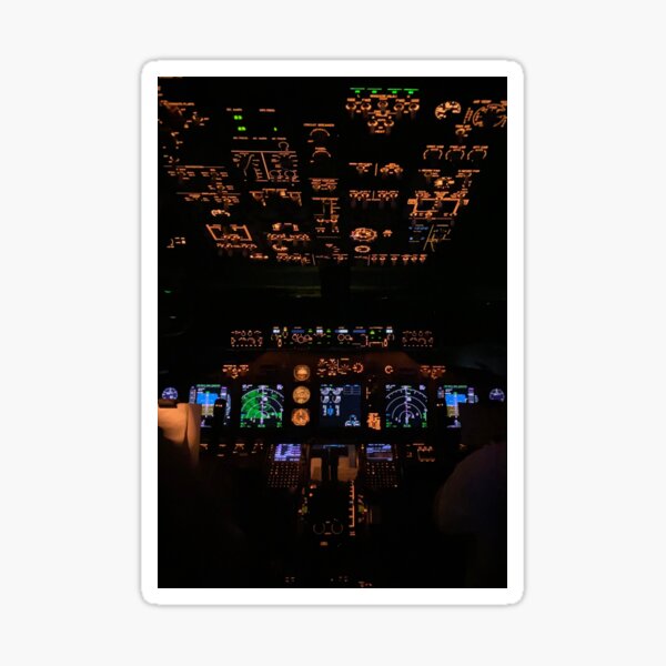 "Boeing 737 800 Max Flight Deck at Night Showing Lights" Sticker for ...