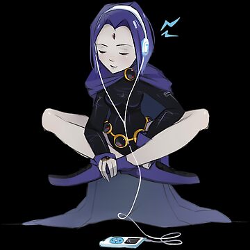 "Raven listening to music " Sticker for Sale by geudwumdnu65 | Redbubble