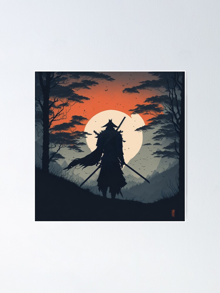 "Samurai Shadows: A Japanese-Inspired Illustration" Poster for Sale by ...