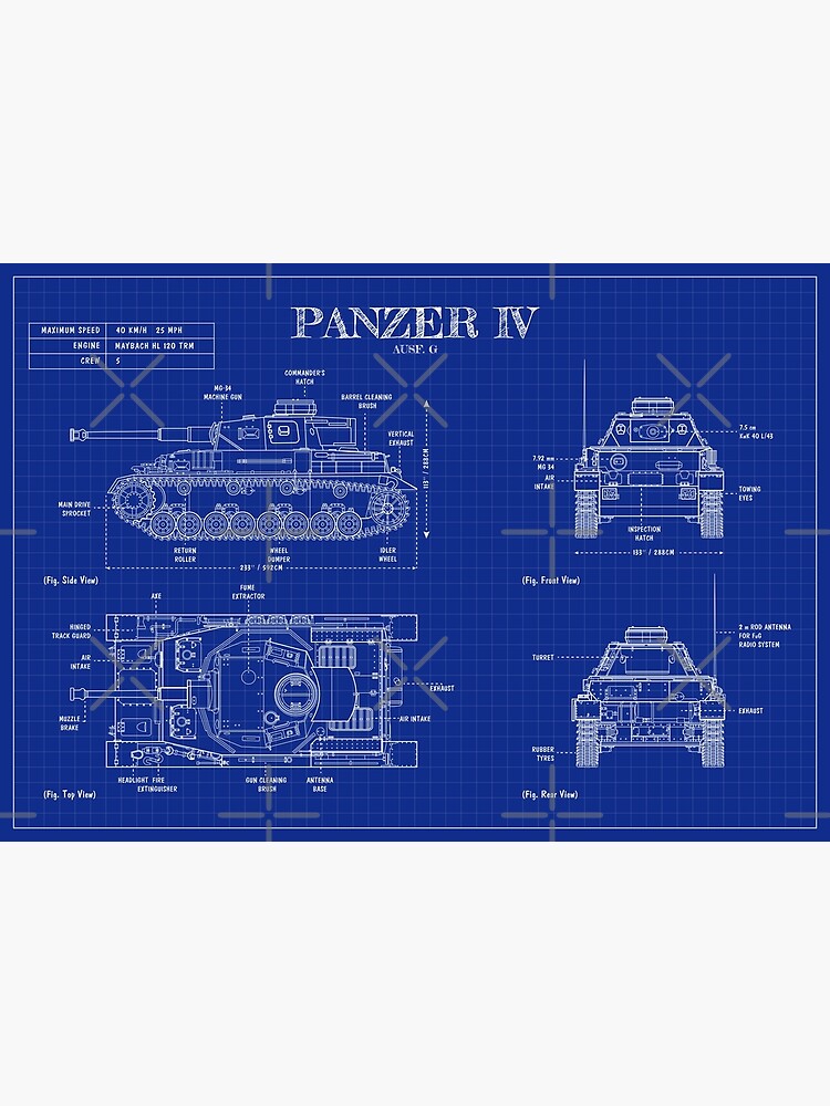 "Panzer Tank (Blueprint)" Poster for Sale by BLUE GALAXY DESIGNS ...