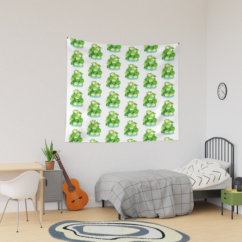 "Cute Kawaii Froggies on Watercress Green Frogs" Poster for Sale by ...