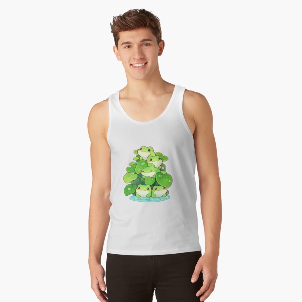 "Cute Kawaii Froggies on Watercress Green Frogs" Sticker for Sale by ...