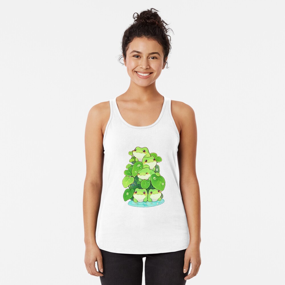 "Cute Kawaii Froggies on Watercress Green Frogs" Sticker for Sale by ...