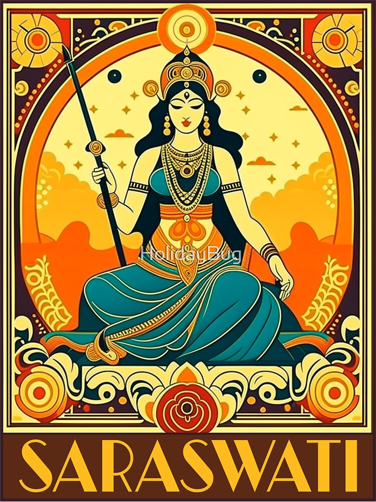 "Art Deco Saraswati" Sticker for Sale by HolidayBug | Redbubble