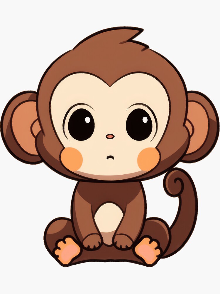 "Cute little monkey" Sticker for Sale by SundayDonuts | Redbubble