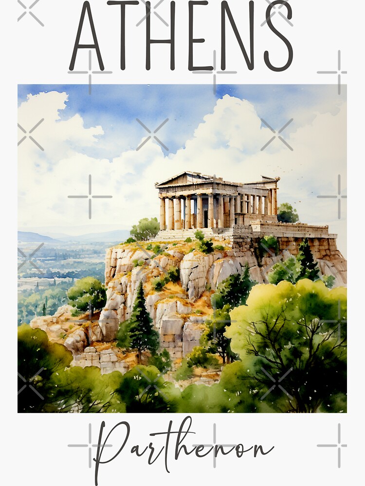"A Watercolor Design of the Parthenon in Athens - Greece" Sticker for ...