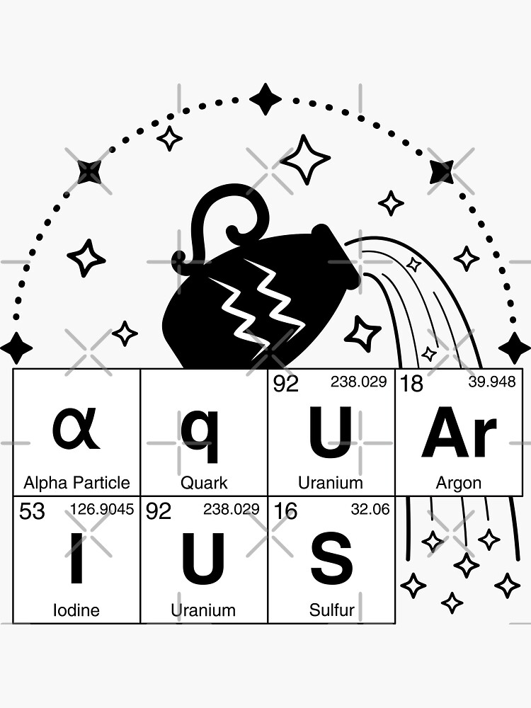 "Aquarius Sign Periodic Table Letters" Sticker for Sale by humnoo ...