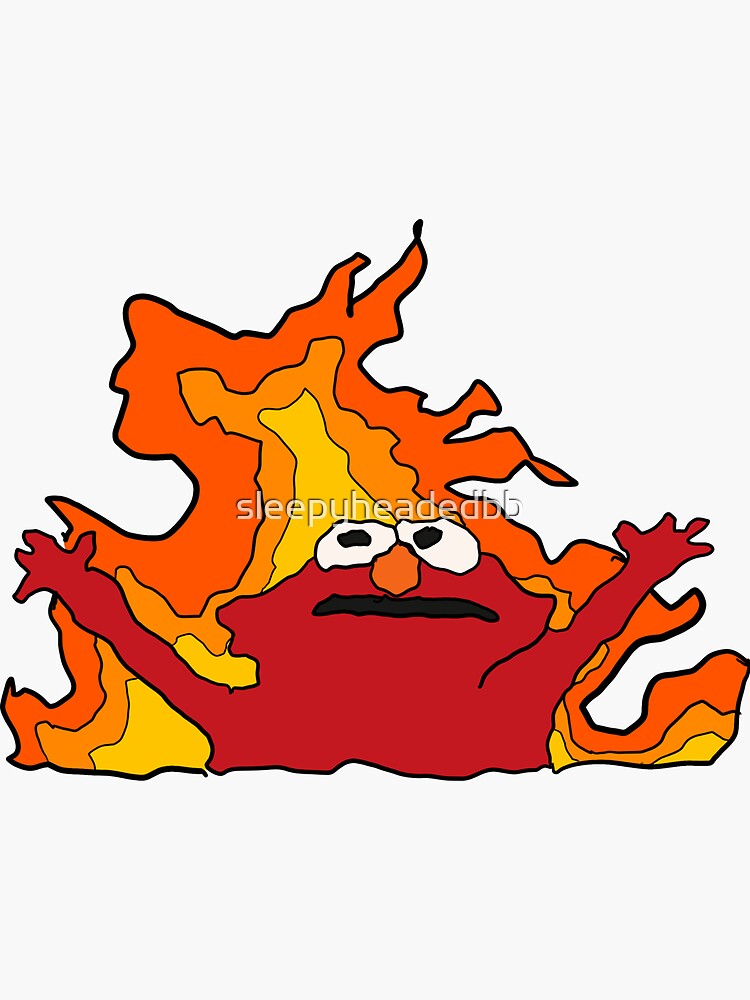 "Fiery Elmo" Sticker for Sale by sleepyheadedbb | Redbubble
