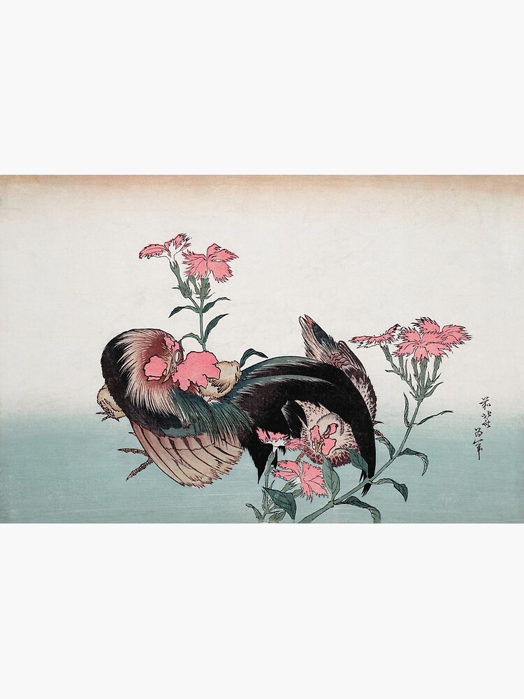 "Katsushika Hokusai’s cock and flower (1760–1849) vintage Japanese painting Edo Period Ukiyo-e ...