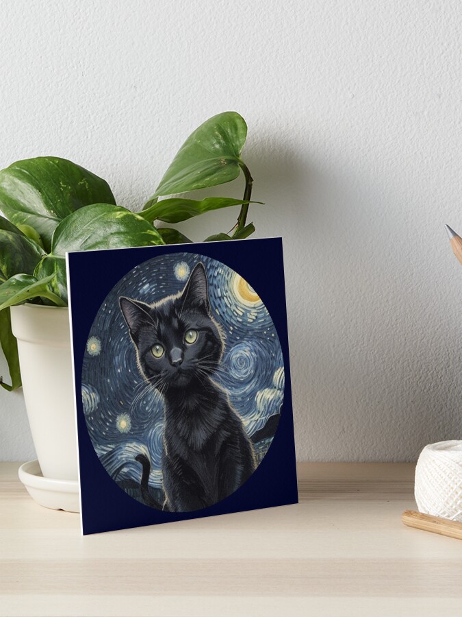 "Starry Night with Black Cat by Van Gogh" Art Board Print for Sale by ...