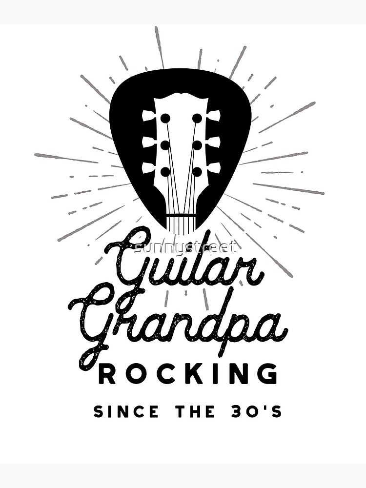 "Rock And Roll Grandpa 30s Guitar Headstock Logo" Poster for Sale by ...