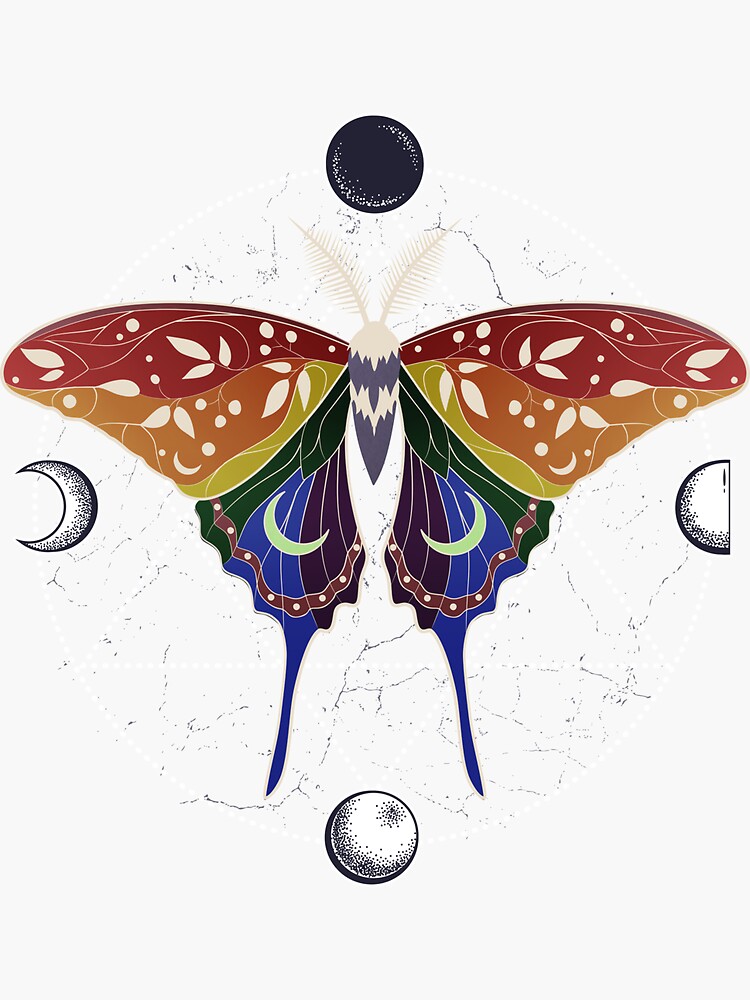 "Rainbow Luna Moth LGBT Gay Pride Flag" Sticker for Sale by Psitta ...