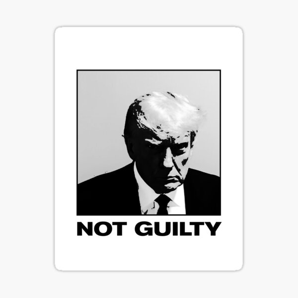 "Official Trump Mugshot, Real Trump Mugshot, Not Guilty" Sticker for ...