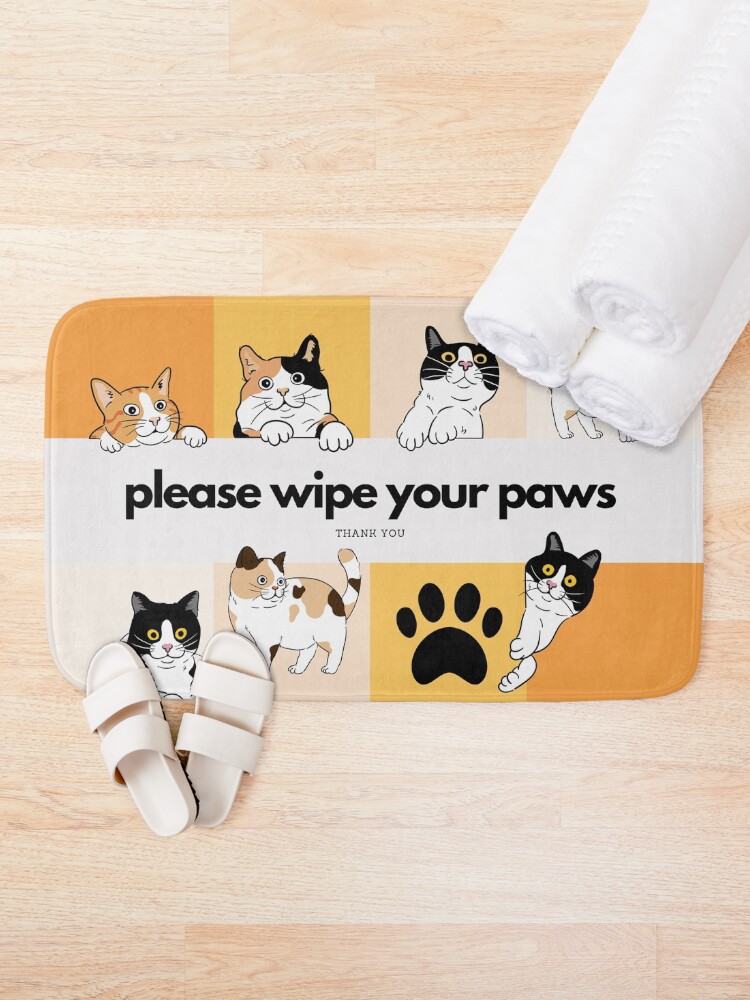 PLEASE WIPE YOUR PAWS Bath Mat sold by Solemn Elonore | SKU 56621379 ...