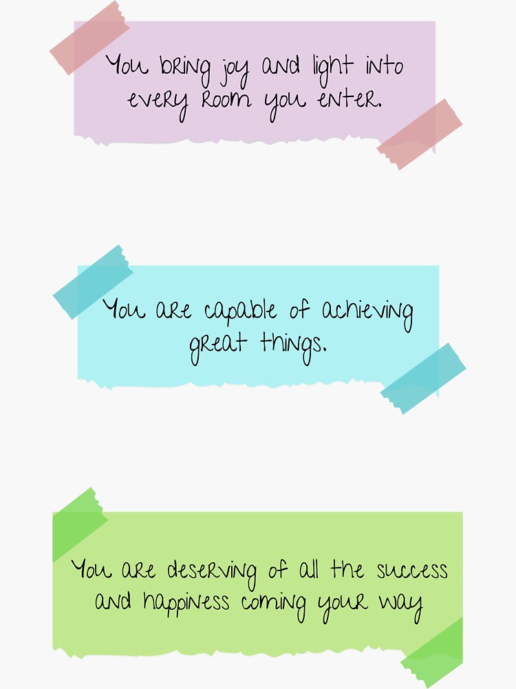 "Positive Affirmation Mental Health Reminder Notes" Sticker for Sale by ...