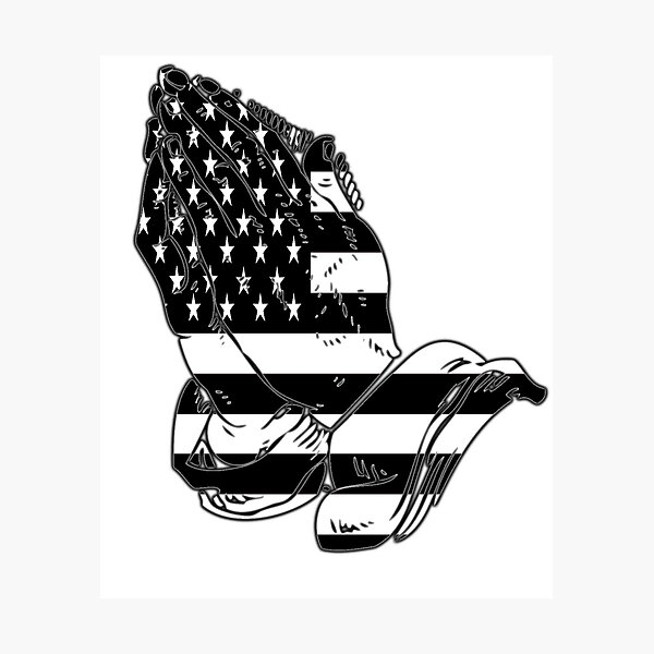 "American USA Flag Praying Hands Religious Design" Photographic Print ...