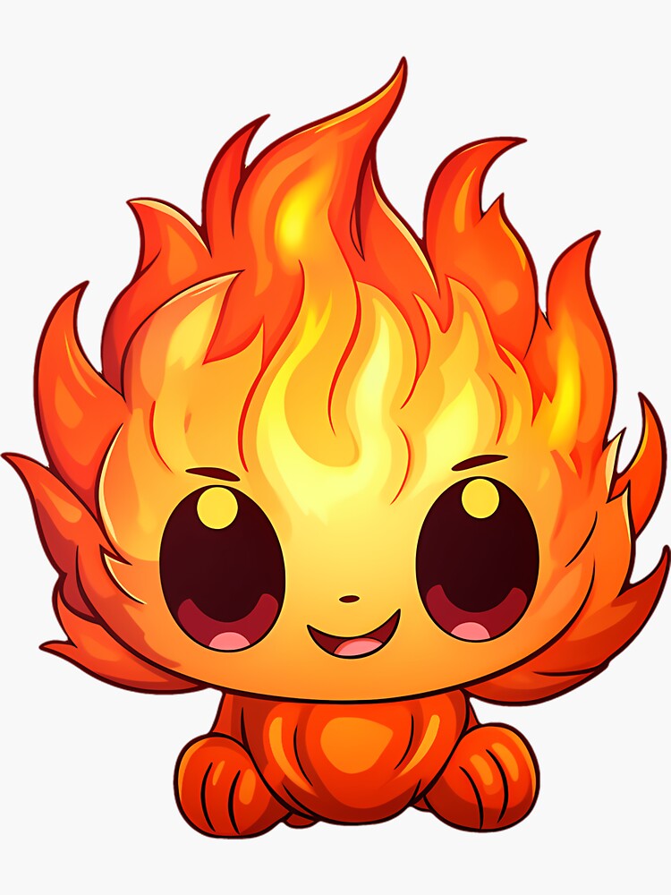 "Cute Cartoon Fire Elemental" Sticker for Sale by SisterHaplo | Redbubble