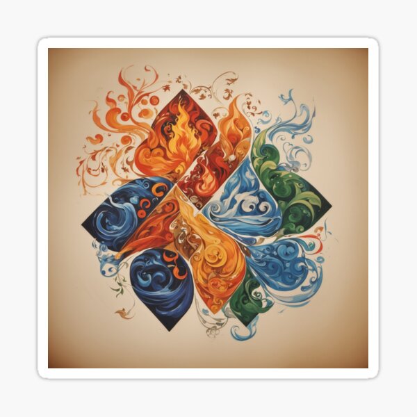 "The four elements" Sticker for Sale by AiStoryTeller | Redbubble