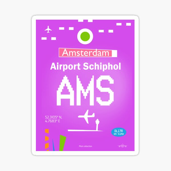 "AMS airport Schiphol x" Sticker for Sale by Aviators | Redbubble