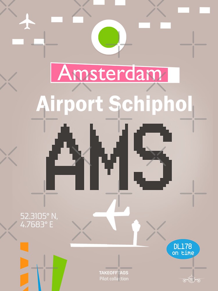 "AMS Schiphol design" Sticker by Aviators | Redbubble