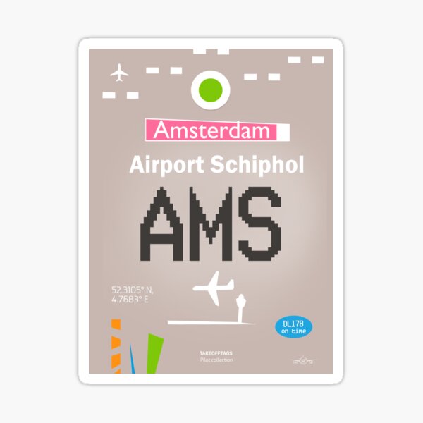 "AMS Schiphol design" Sticker by Aviators | Redbubble