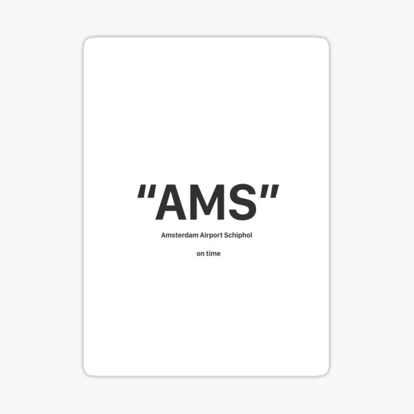 "AMS Amsterdam Schiphol minimal design" Sticker by Aviators | Redbubble