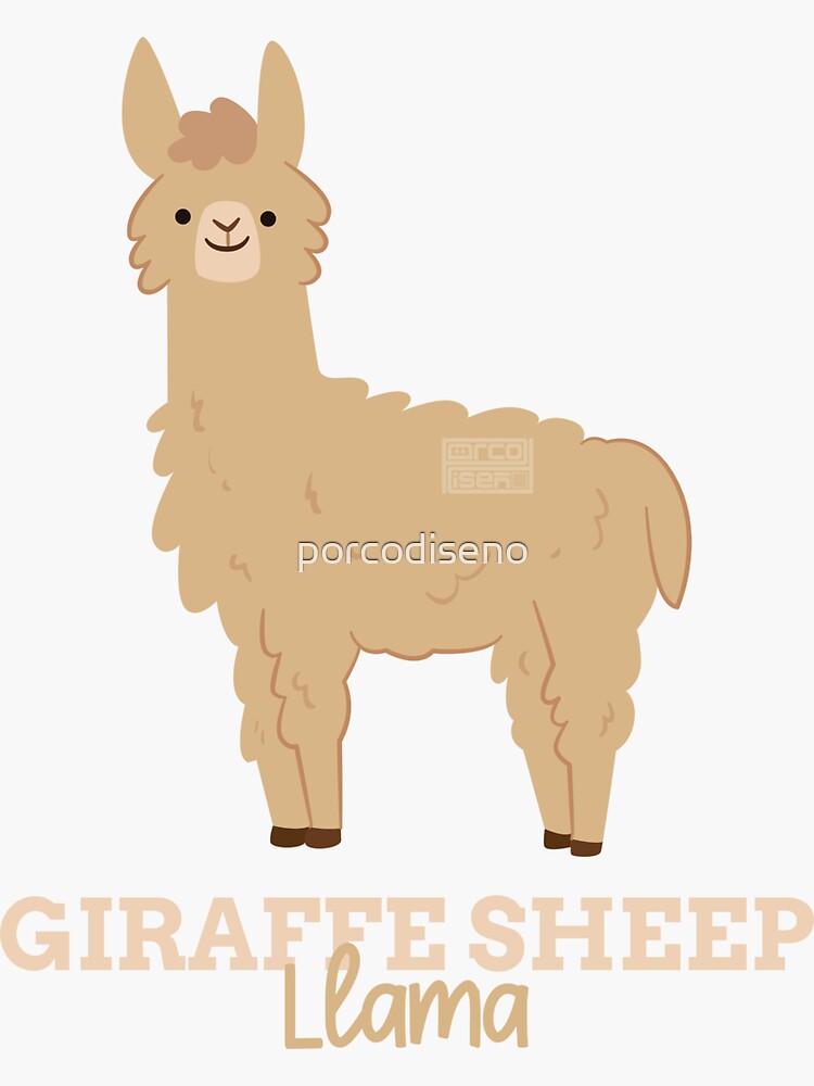 "Funny Animal Name Meme Giraffe Sheep LLAMA" Sticker by porcodiseno ...