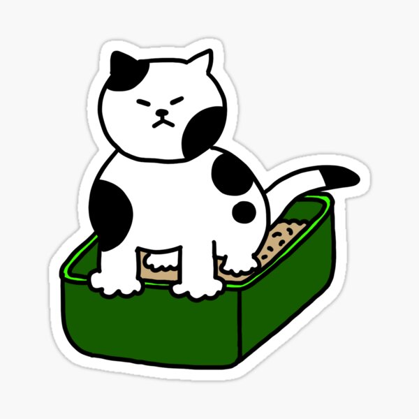 "a Cat in the litter box" Sticker for Sale by superbaechoo | Redbubble