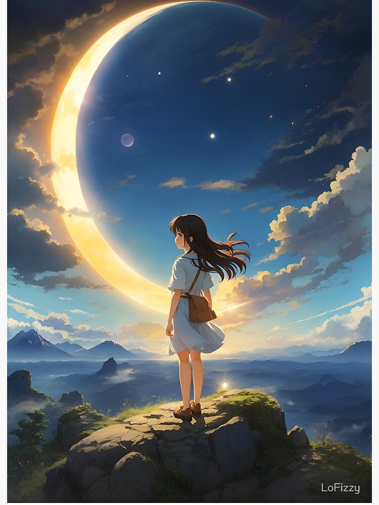"Super Moon Eclipse - A Dreamy Anime Artwork" Art Board Print for Sale ...